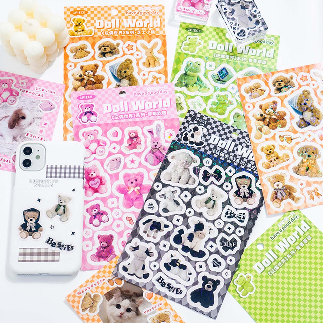 Cute Teddy Pets Sheet Sticker | Cute Bear Teddy Bear Doll Plush Toy ...