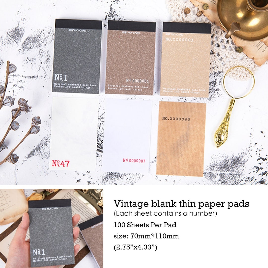 100pcs | Pack Vintage Blank Thin Paper Pads, Ephemera Paper Onion Paper ...
