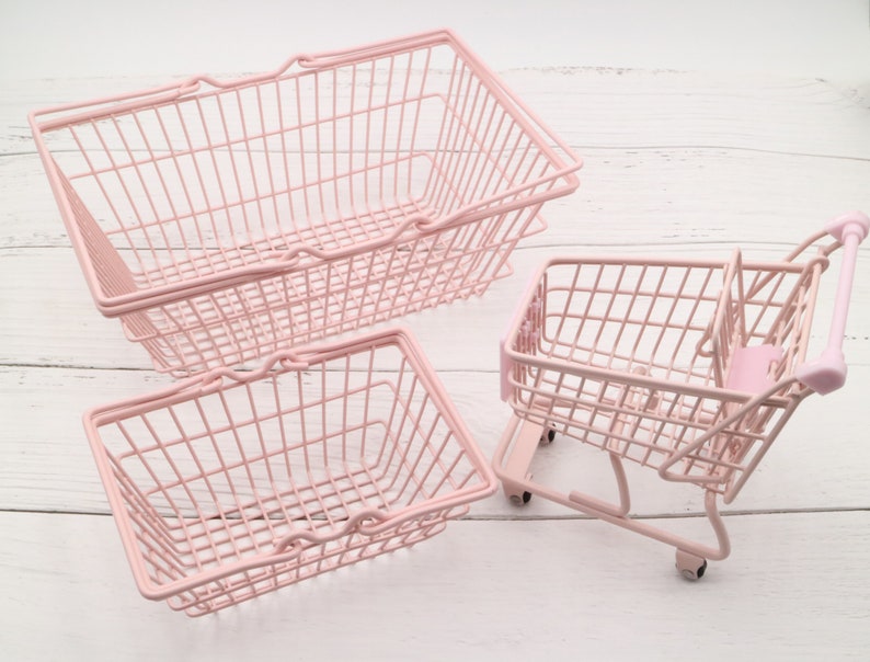 Pure Pink Mini Shopping Cart Mini Shopping Basket Large - Etsy