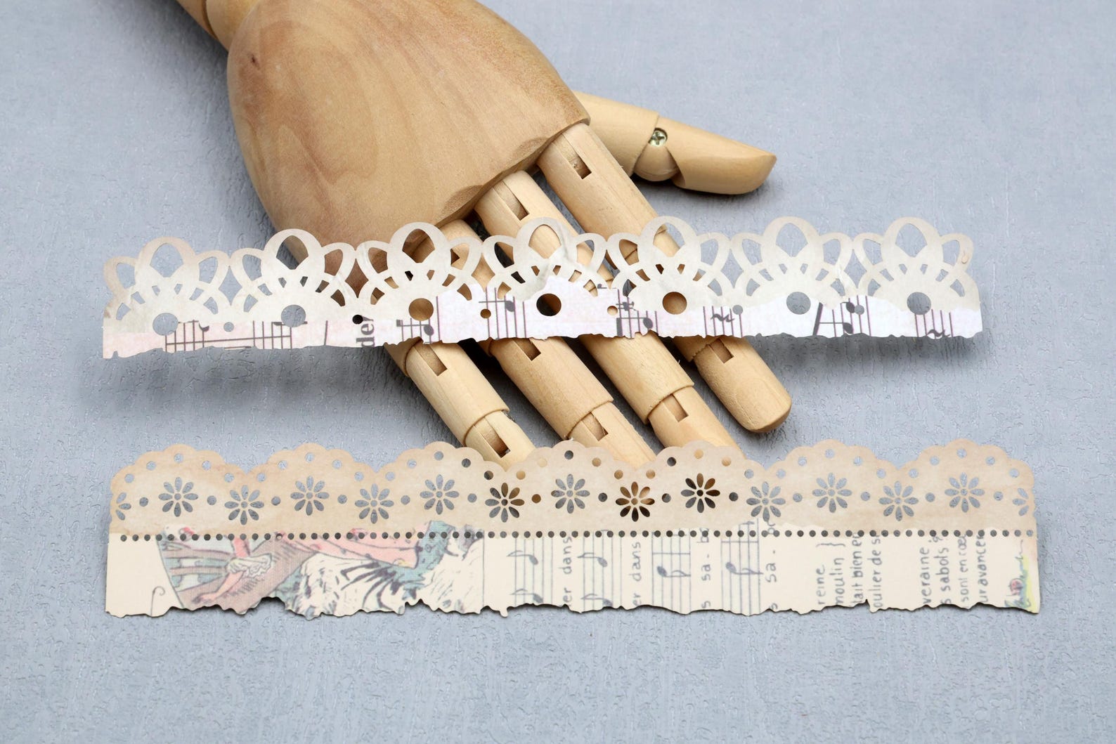 Lace Strips White Kraft Paper | Vintage Music Lace Collage Lace Border ...