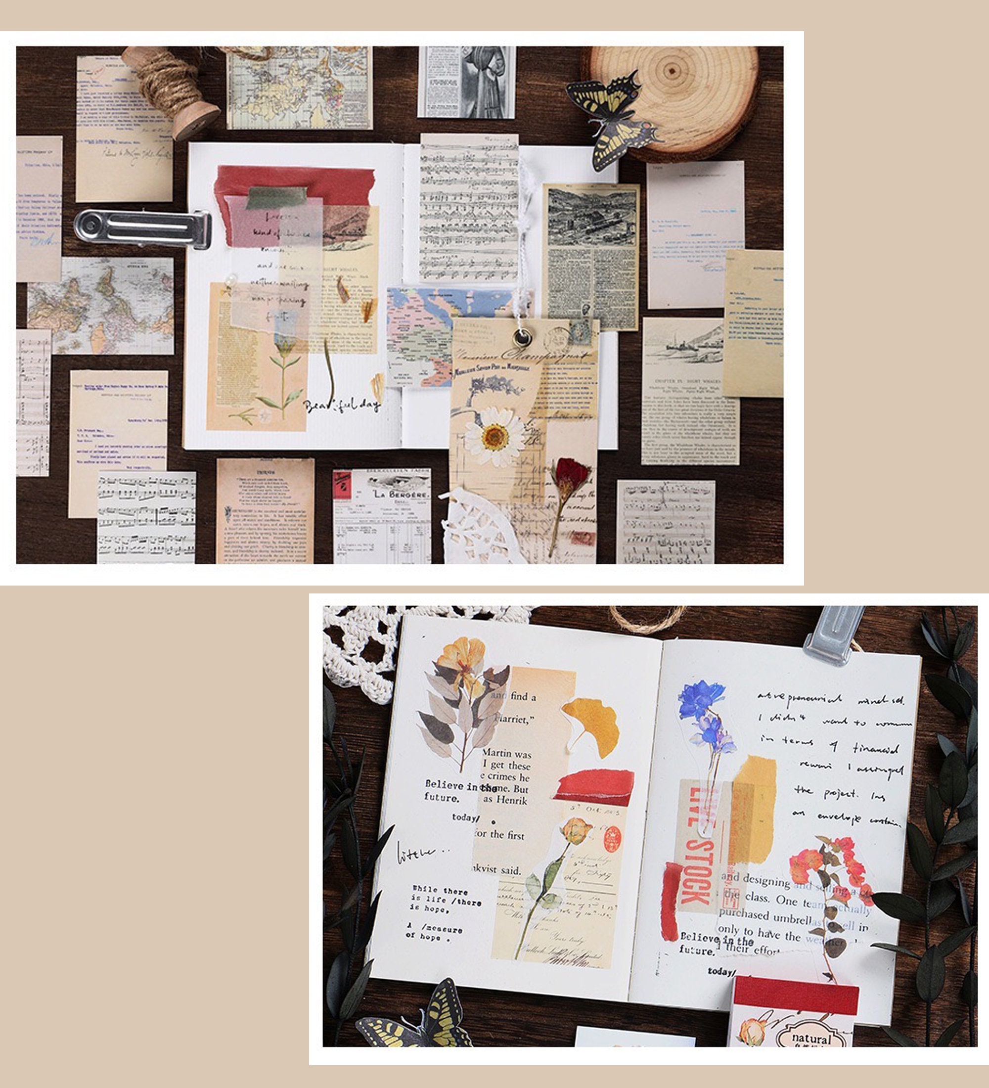 Mini Washi Sticker Booklet | Assorted Pattern Vintage Letter Fern ...