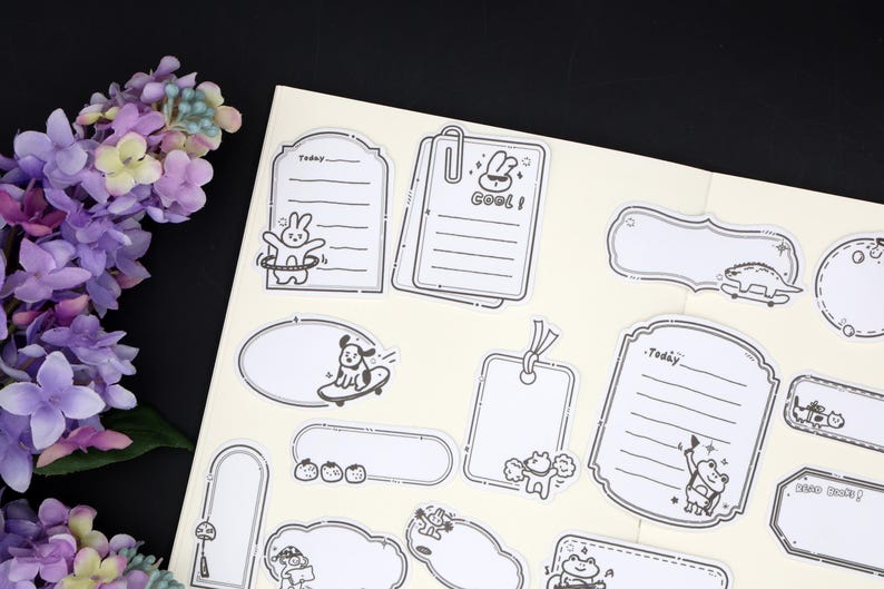 Cute Doodles Label Stickers | Kawaii Style Themed Sticker Label Die Cut ...