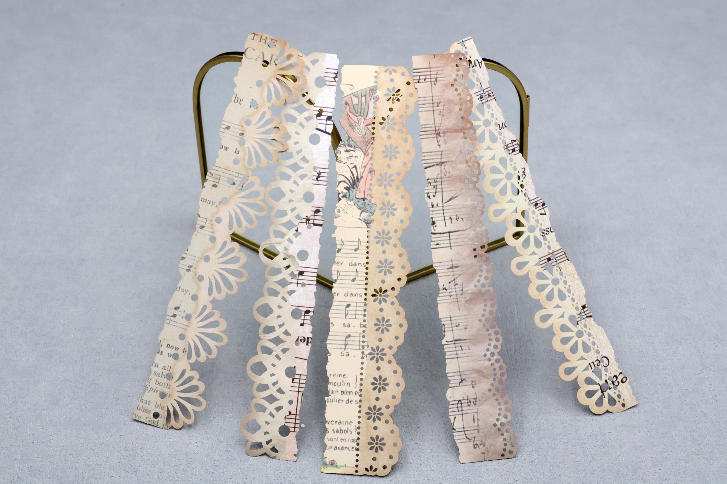 Lace Strips White Kraft Paper | Vintage Music Lace Collage Lace Border ...