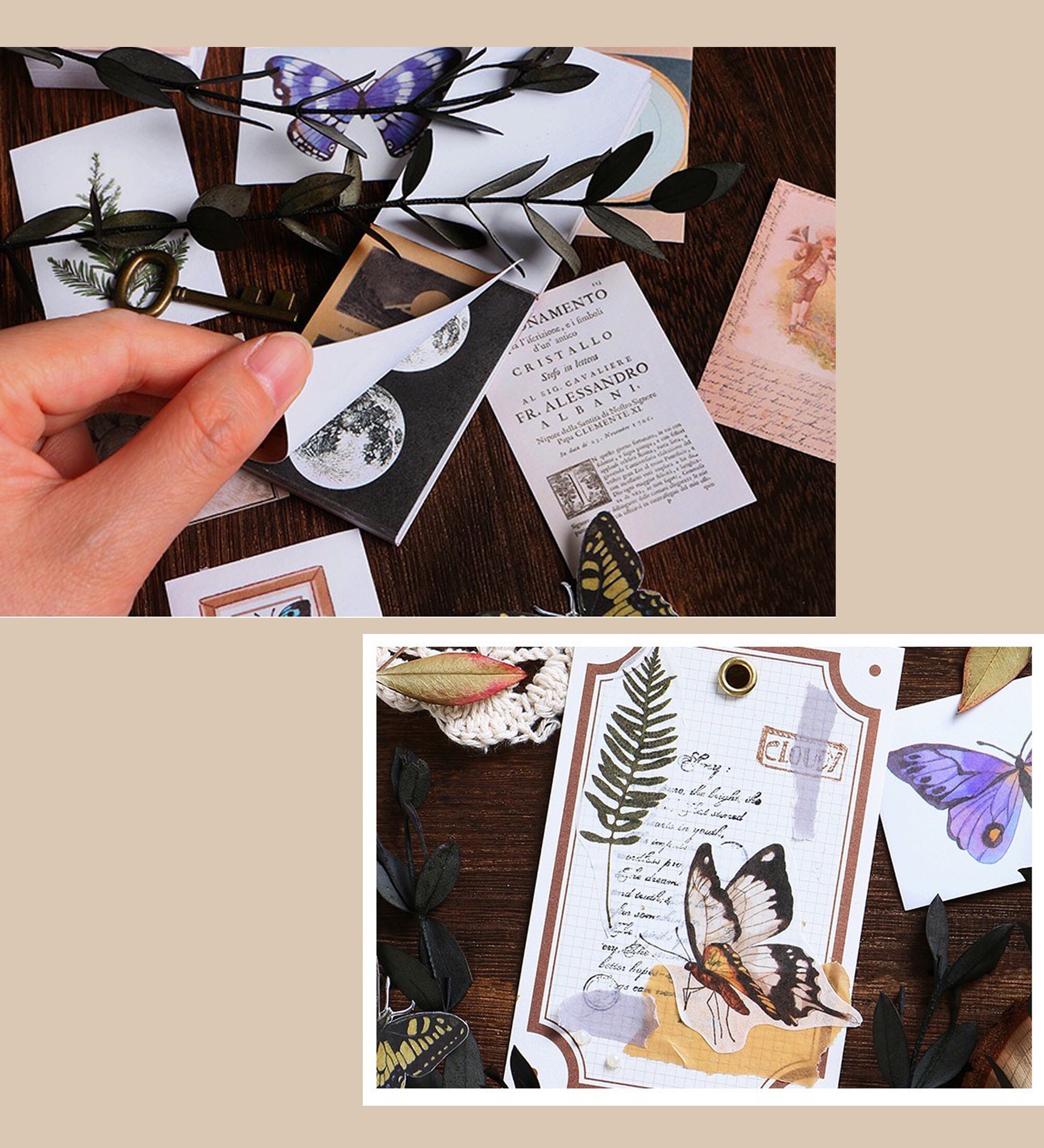 Mini Washi Sticker Booklet | Assorted Pattern Vintage Letter Fern ...