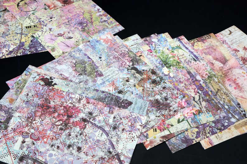 30pcs Flower Collage Paper Pads | Junk Journal Art Collage Style Floral ...