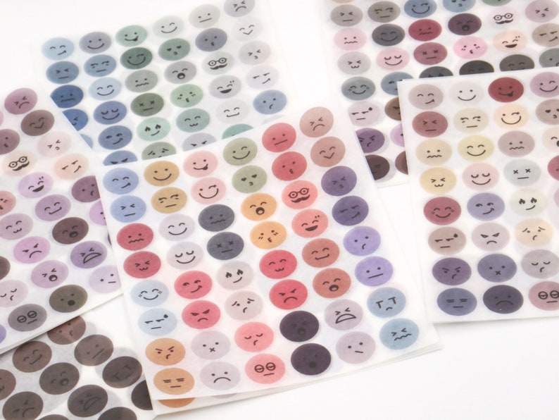 Cute Expression Stickers Face Mute Color Mood Tracker Emoji - Etsy