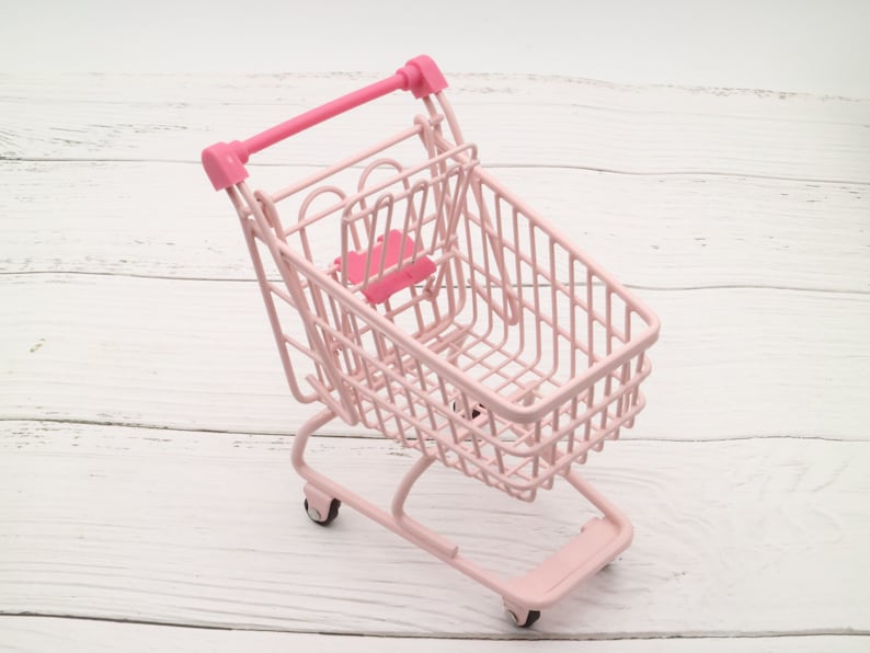 Pink Mini Shopping Cart | Medium Shopping Basket | Shopping Cart Toy ...