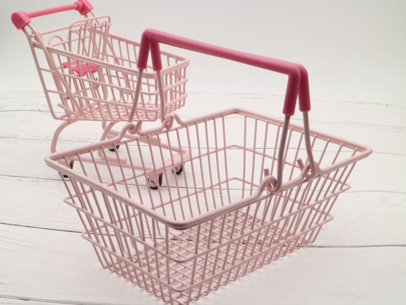 Pink Mini Shopping Cart | Medium Shopping Basket | Shopping Cart Toy ...