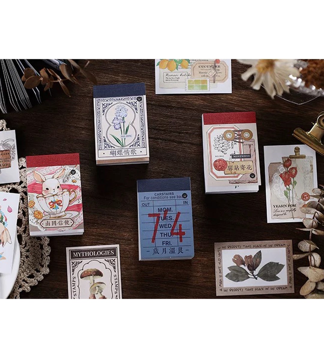 Vintage Mini Washi Sticker Booklet | Assorted Pattern Antiqued, Retro ...