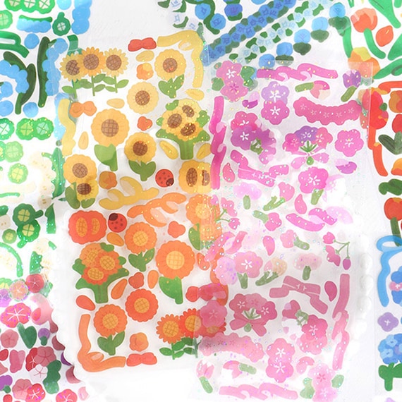 Flower Deco Stickers Frame Decoration Flower Stickers Ling | Etsy
