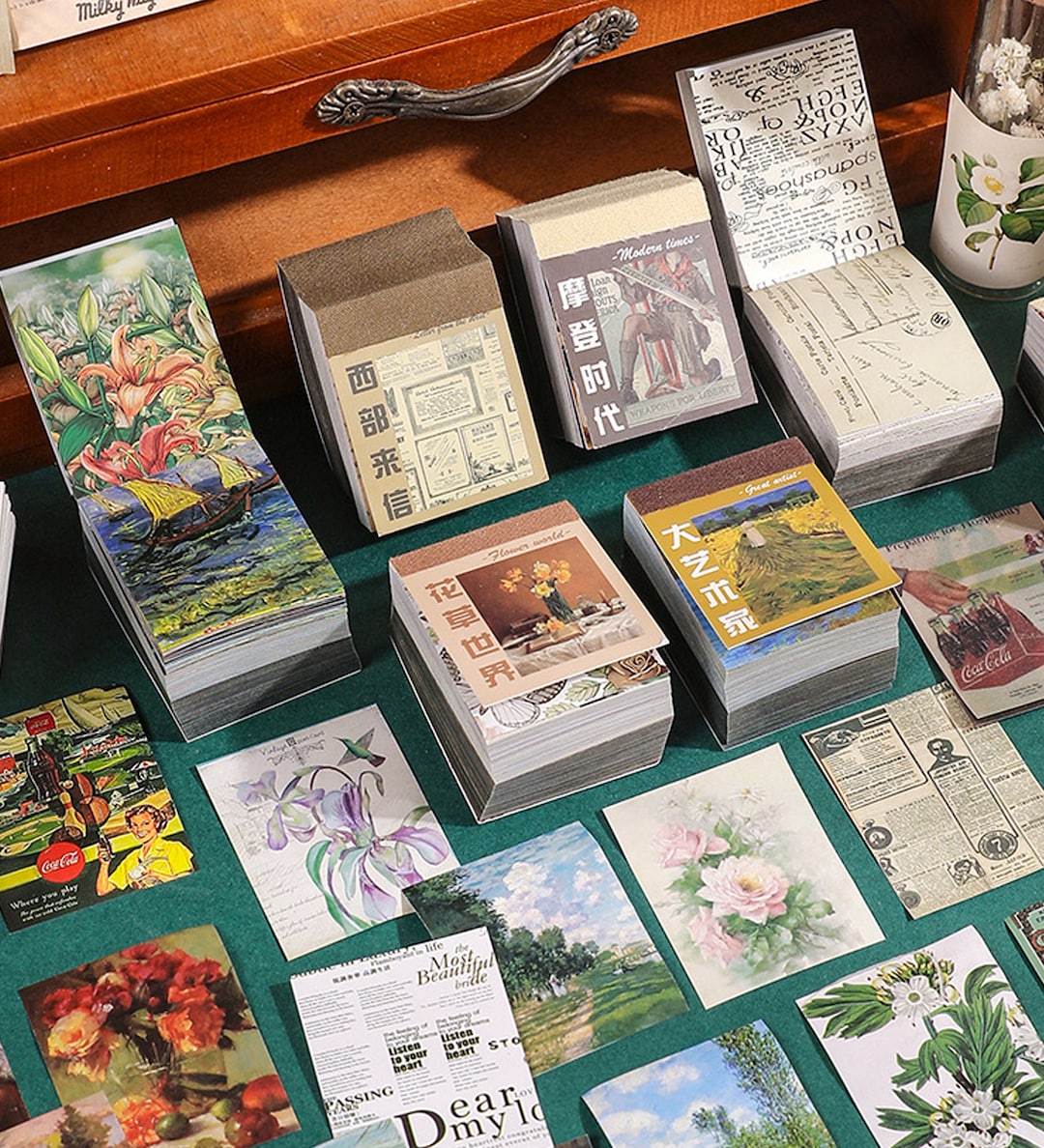 400 Sheets Mini Paper Booklet | Assorted Pattern Flower Letter Vintage ...