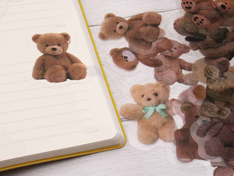 Bear PET Plastic Sticker | Teddy Bear Themed PET Plastic Fluffy Bear ...