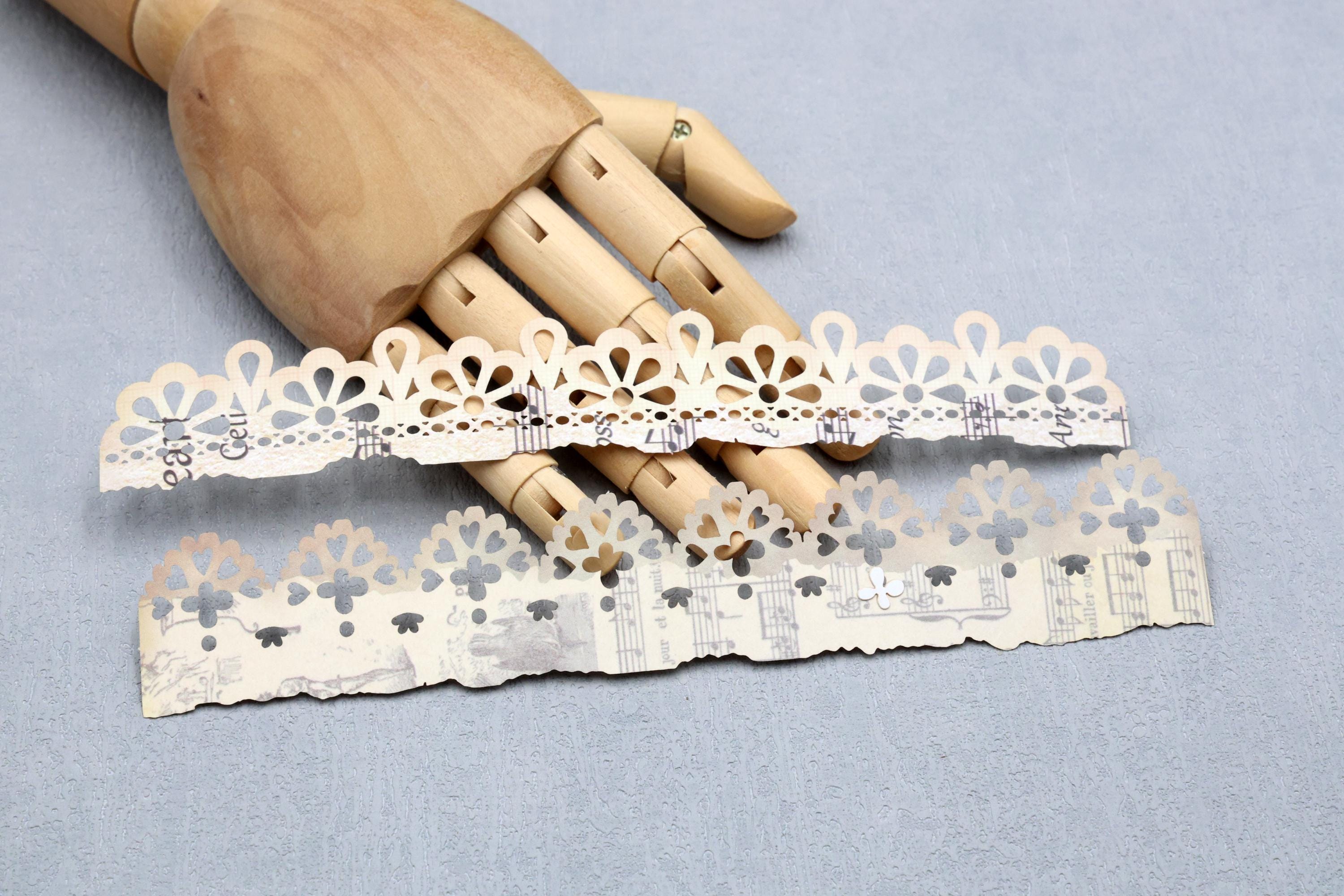 Lace Strips White Kraft Paper | Vintage Music Lace Collage Lace Border ...