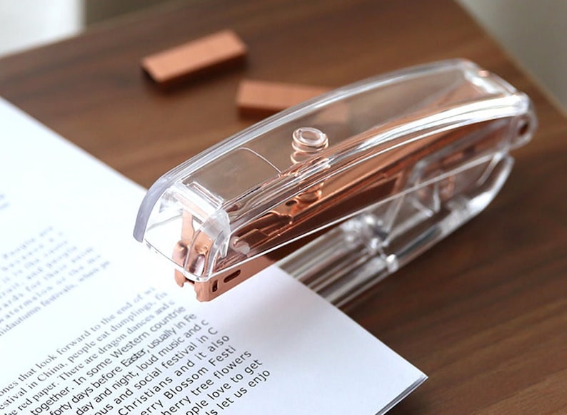 Clear Acrylic Stapler Rose Gold Staples Refill Rose Gold - Etsy
