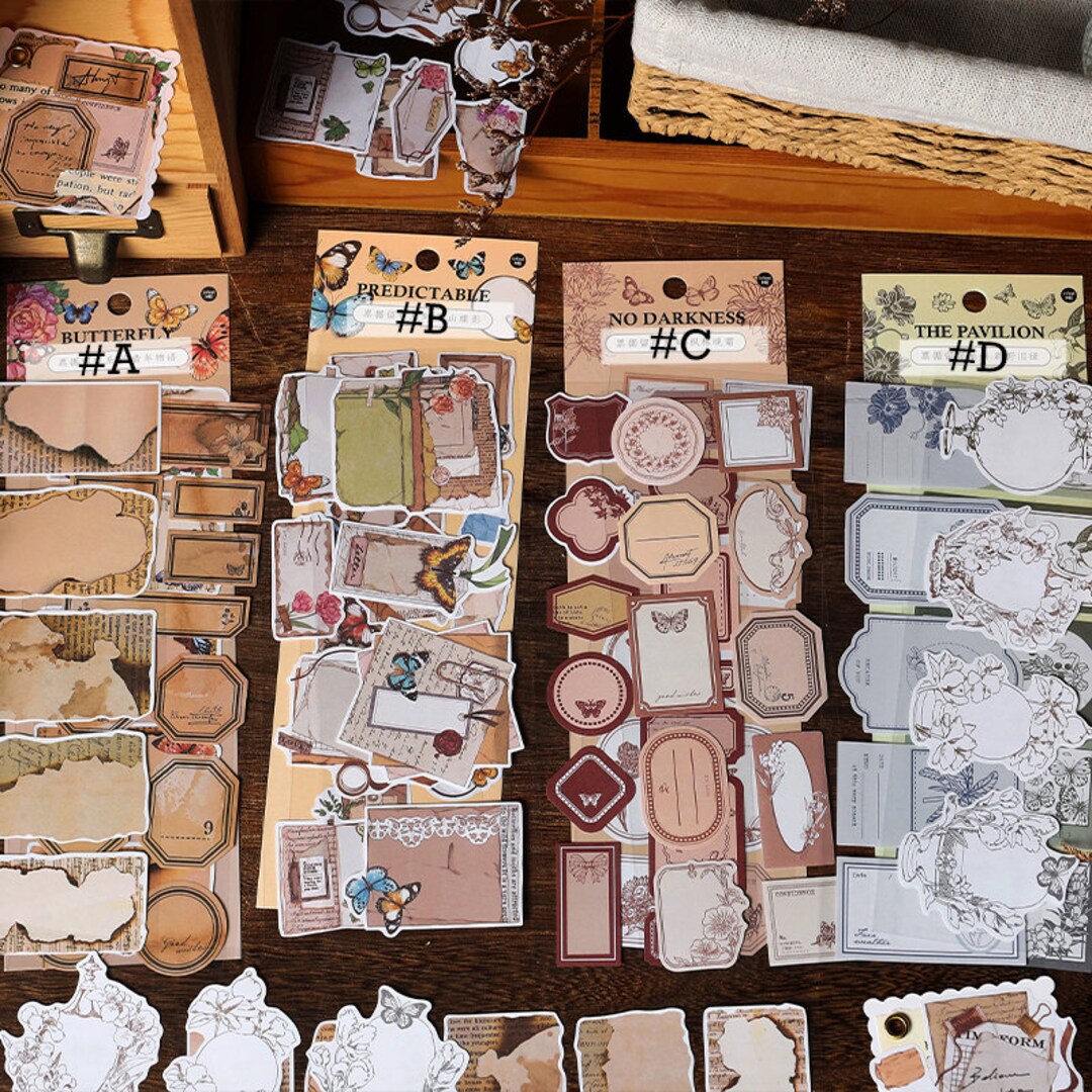 Label Strips Stickers | 6pcs/sheets Flower Collage Label Vintage Style ...