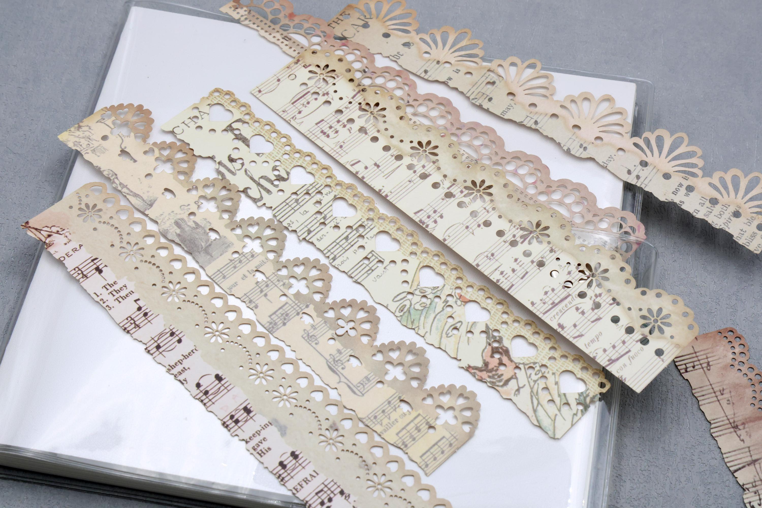 Lace Strips White Kraft Paper | Vintage Music Lace Collage Lace Border ...