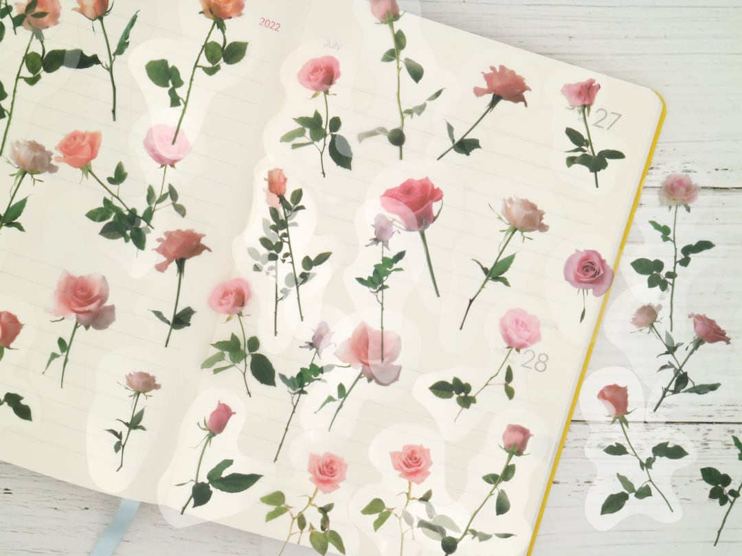 Rose PET Plastic Sticker | Plant Flower Rose Themed PET Plastic Sticker ...
