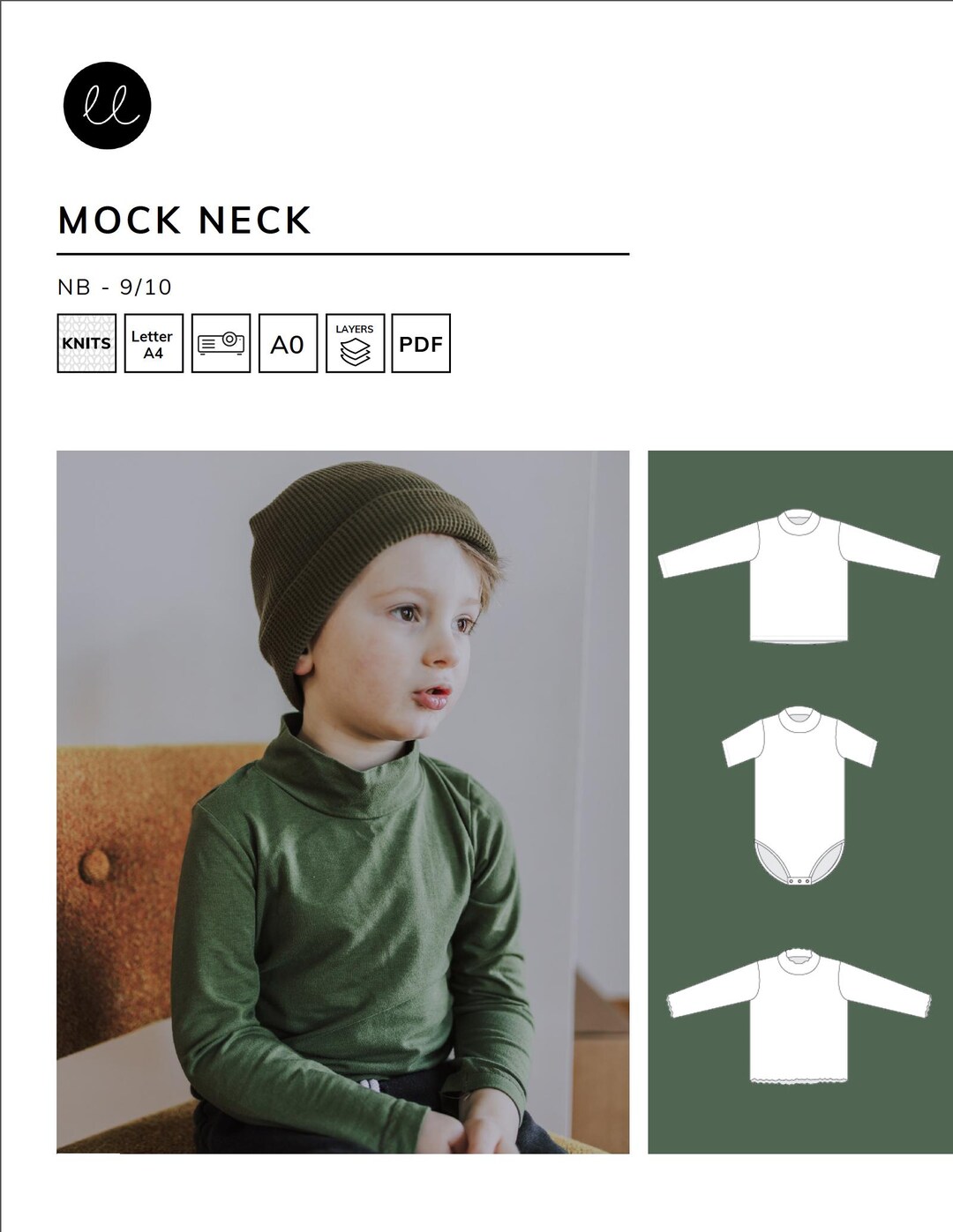 Mock Neck Tee/bodysuit - PDF Sewing Pattern - Etsy