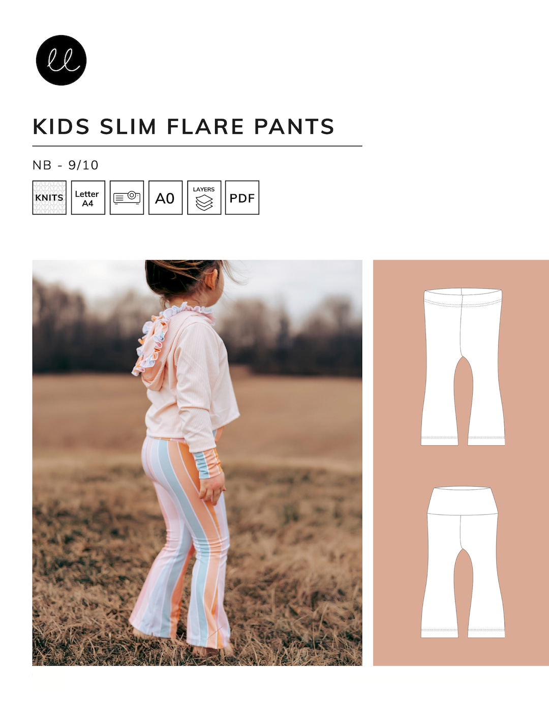 Kids Slim Flares PDF Sewing Pattern - Etsy