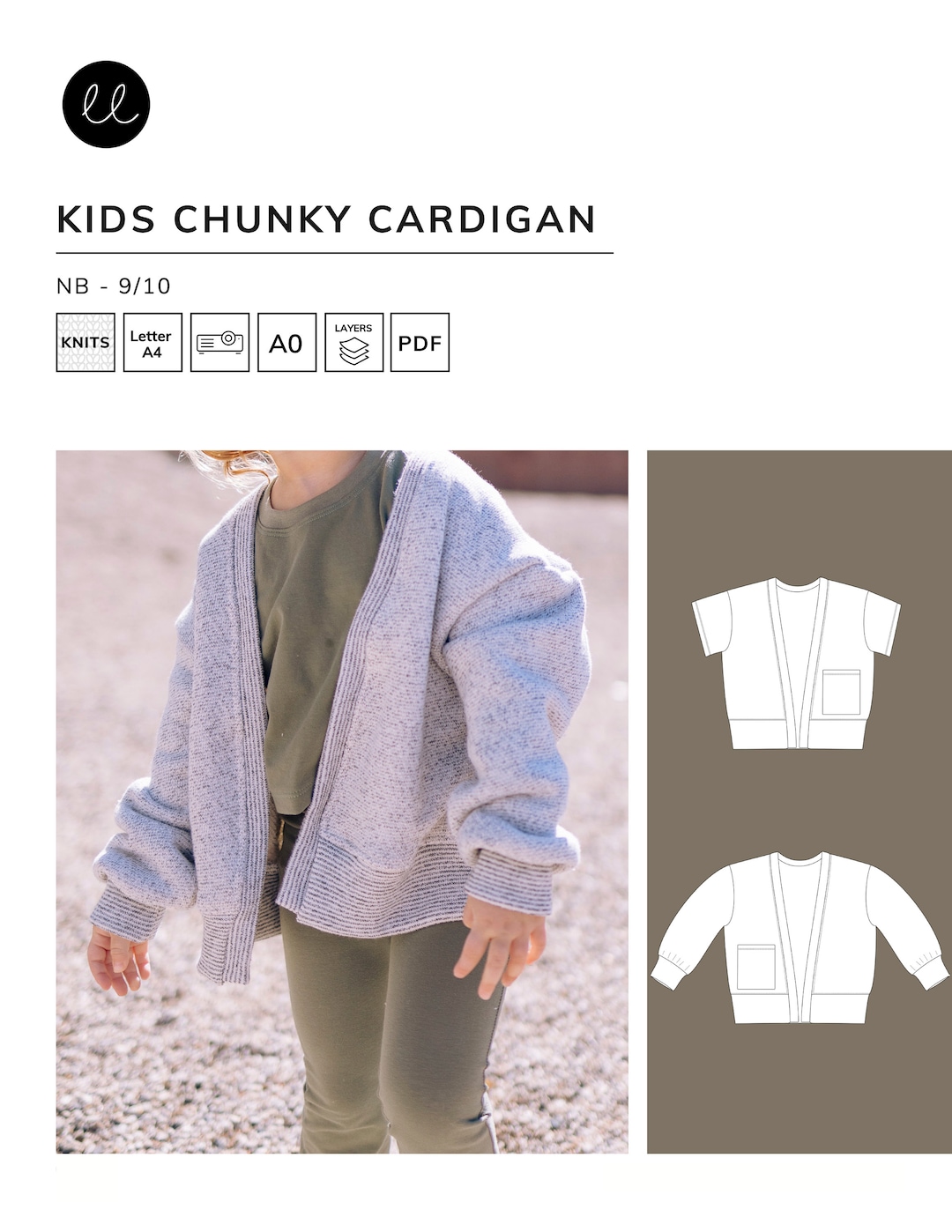 Kids Chunky Cardigan PDF Sewing Pattern - Cozy Sweater Digital Pattern ...