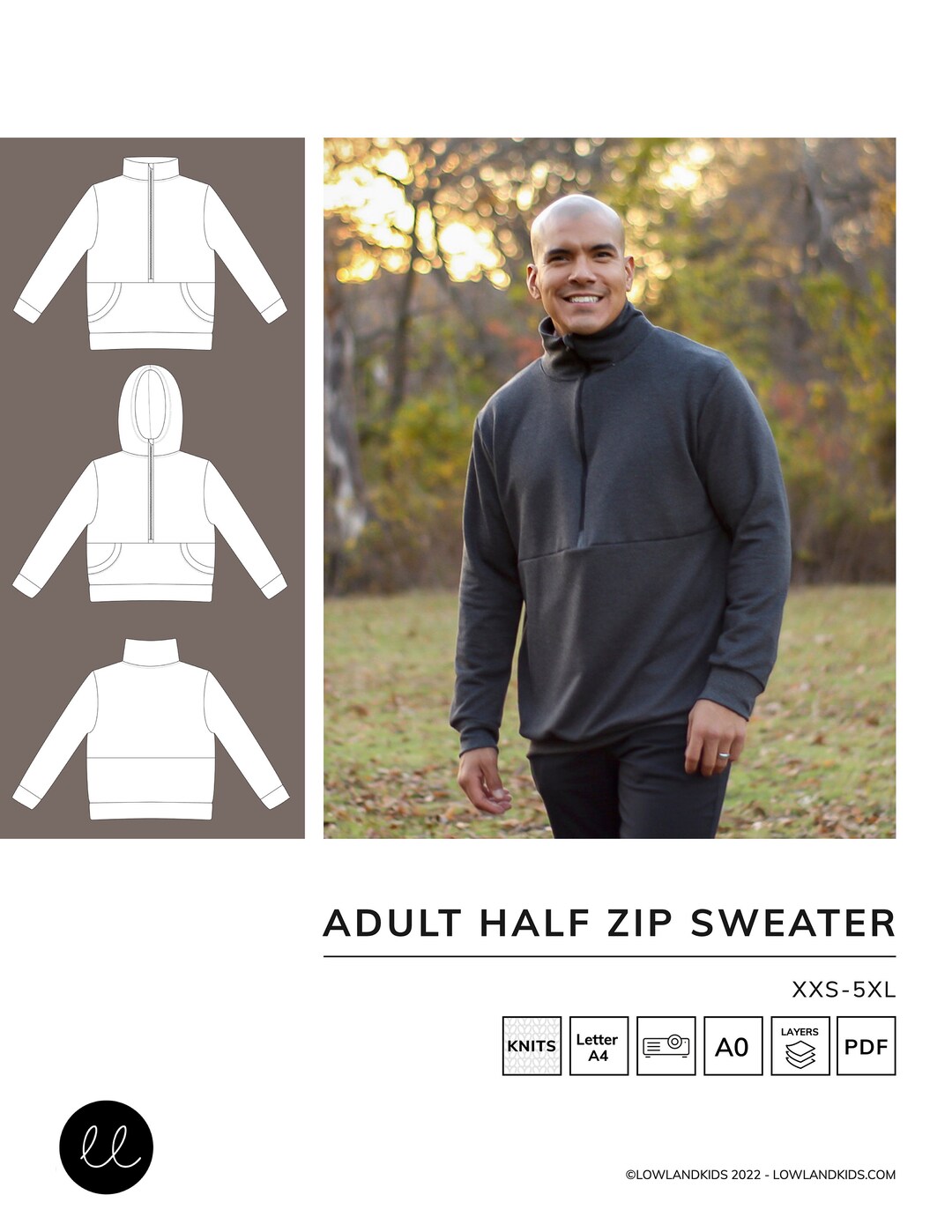 Adult Half Zip Sweater - PDF Sewing Pattern - Etsy