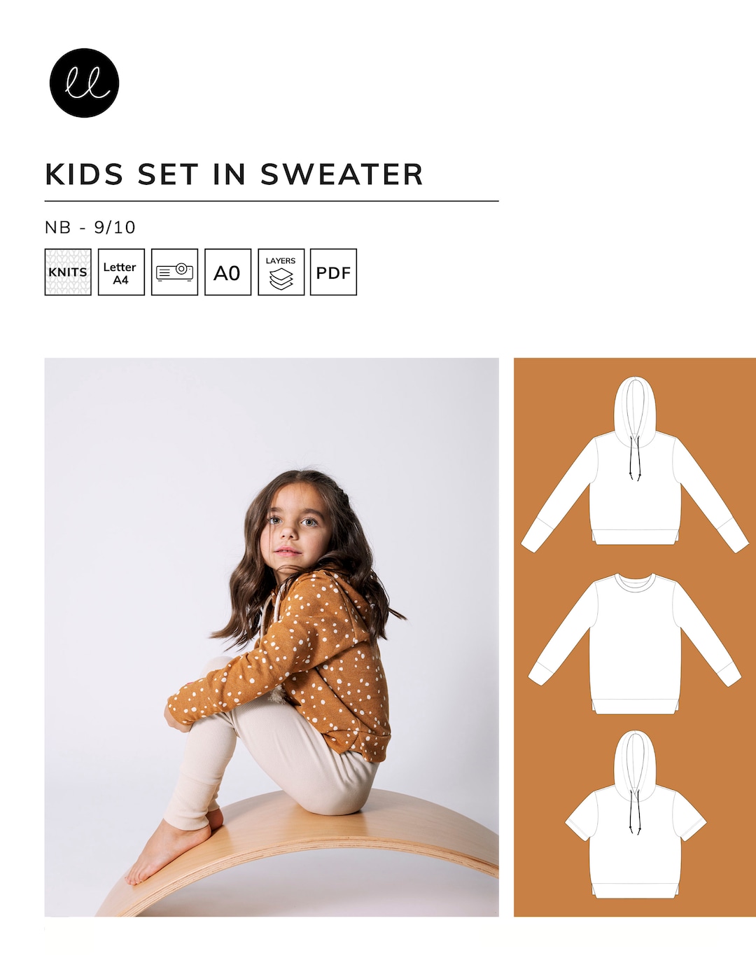Kids Set in Sweater PDF Sewing Pattern - Hoodie Sewing Pattern for ...