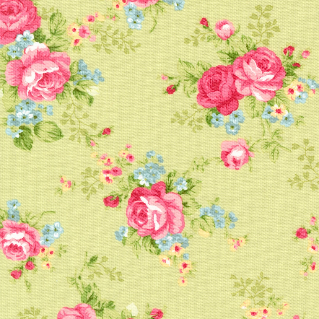 Ellie by Brenda Riddle for Moda Fabrics - Main Floral 18760-14 Green ...