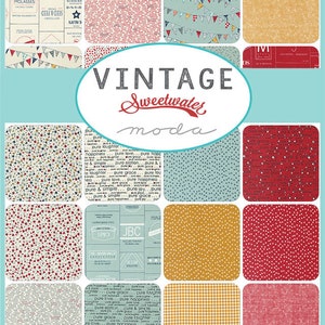 Vintage by Sweetwater for Moda Fabrics - Numbers 55656-12 Cream Red - 1 ...