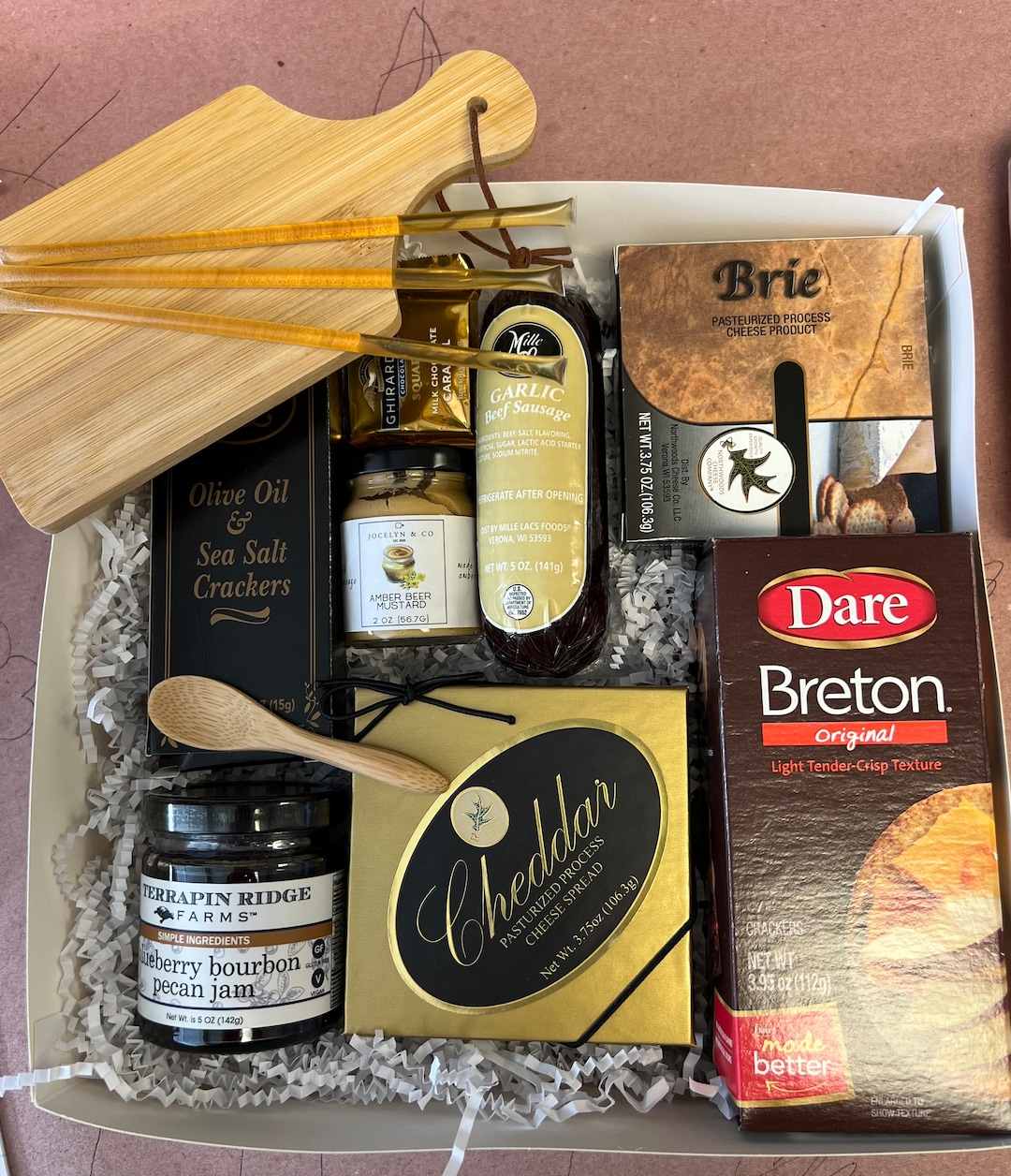 Charcuterie Gift Basket Box With Cheese, Crackers, Jam, Mustard ...