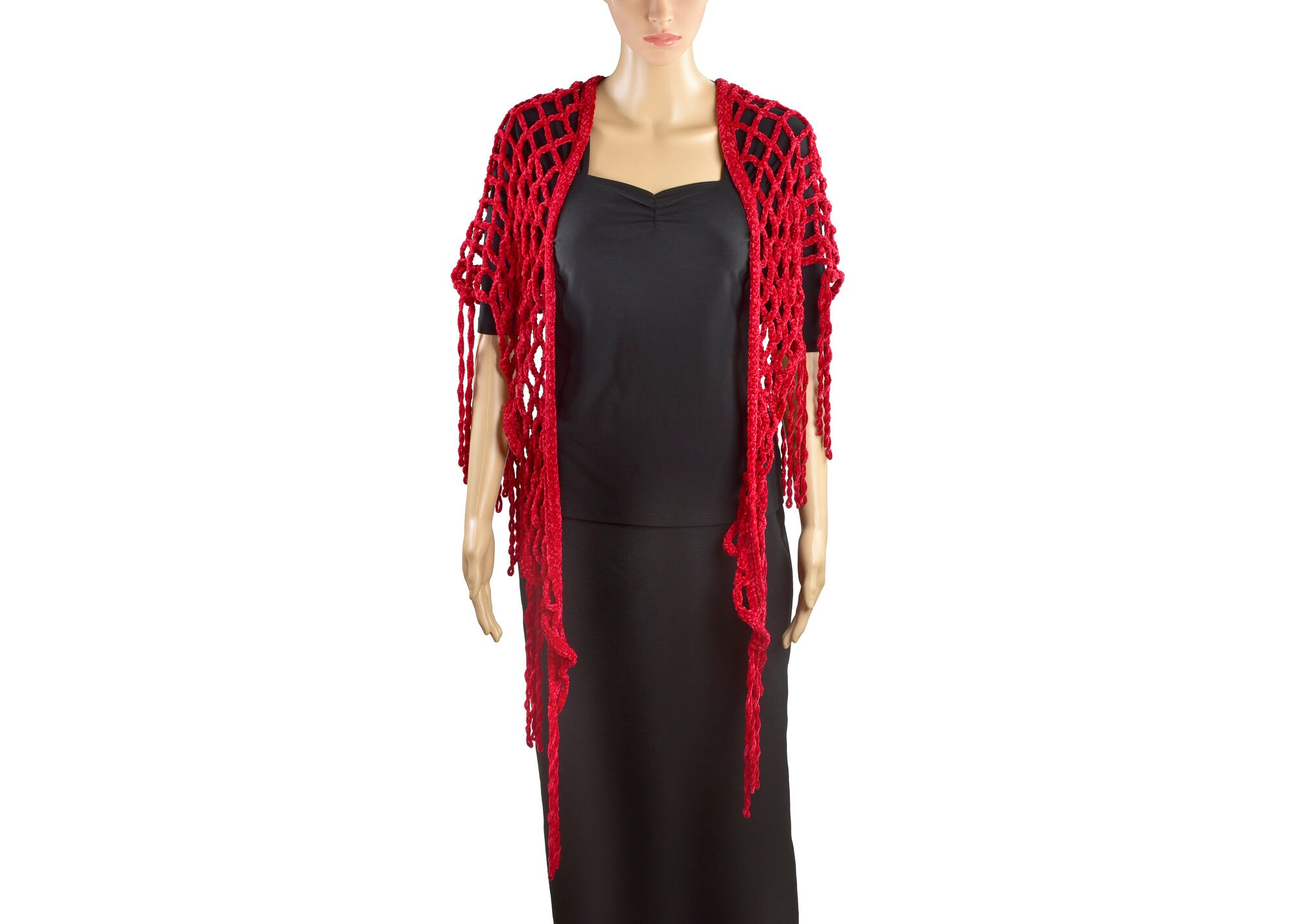 Cherry Red Crocheted Belly Dance Hip Scarf or Shawl - Etsy