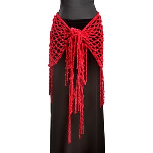 Cherry Red Crocheted Belly Dance Hip Scarf or Shawl - Etsy