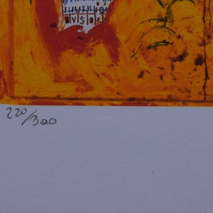 JEAN MICHEL BASQUIAT yellow Tar and Feathers Lithography L.E. 220/300 Numbered and Signed Year ...