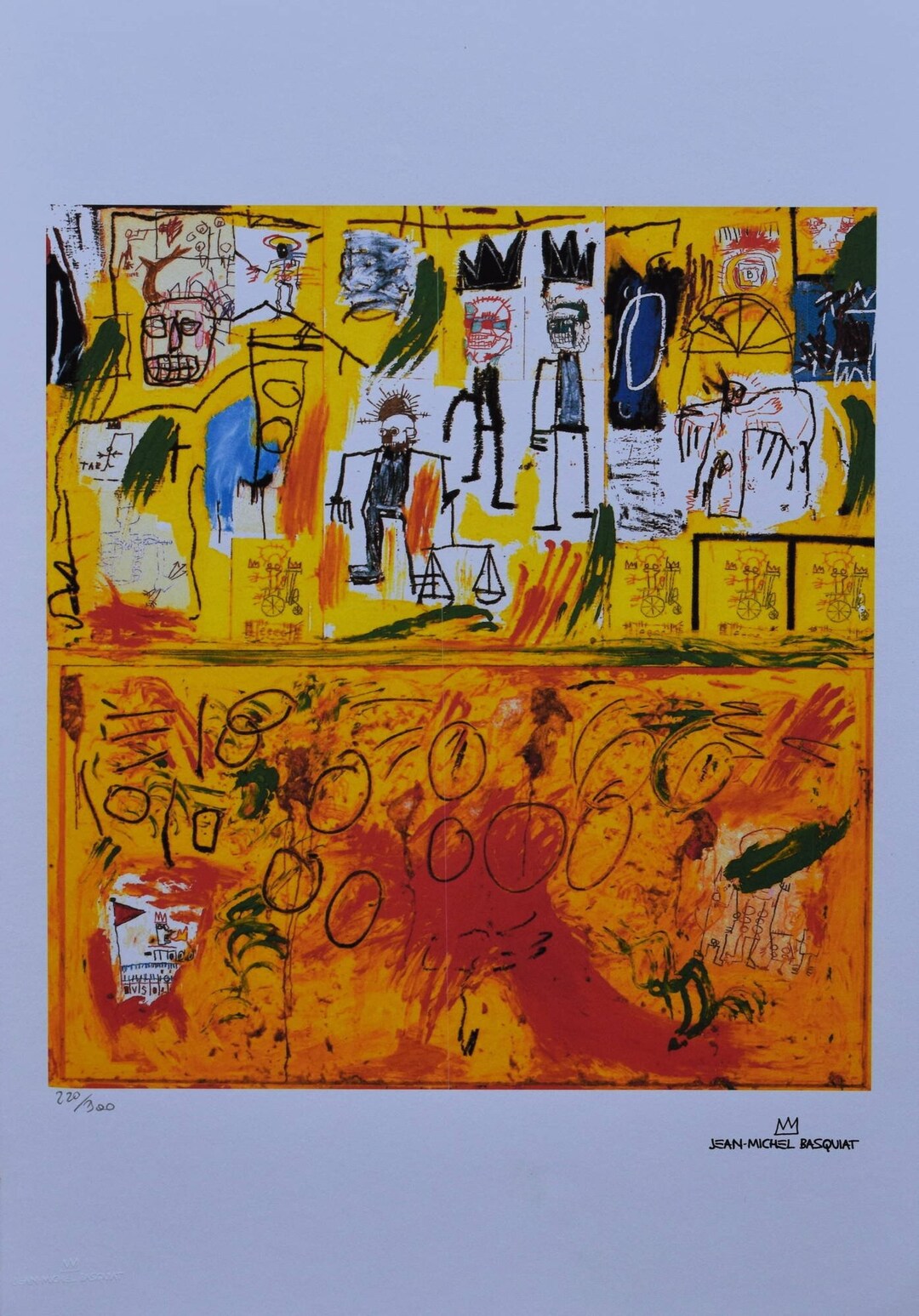 JEAN MICHEL BASQUIAT yellow Tar and Feathers Lithography L.E. 220/300 Numbered and Signed Year ...