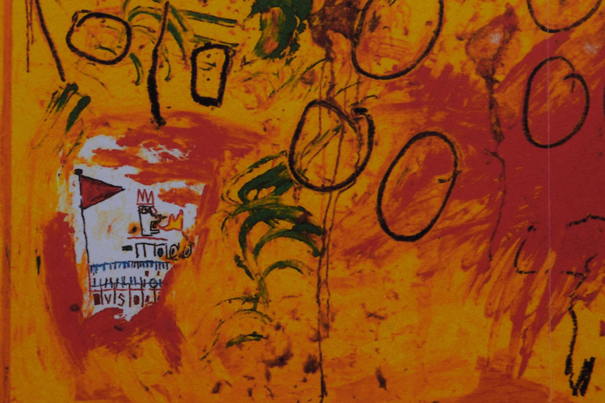 JEAN MICHEL BASQUIAT yellow Tar and Feathers Lithography L.E. 220/300 Numbered and Signed Year ...