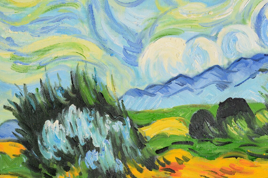 VINCENT VAN GOGH cornfield With Cypress to the Right Hand Made Oil ...