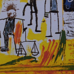 JEAN MICHEL BASQUIAT yellow Tar and Feathers Lithography L.E. 220/300 Numbered and Signed Year ...
