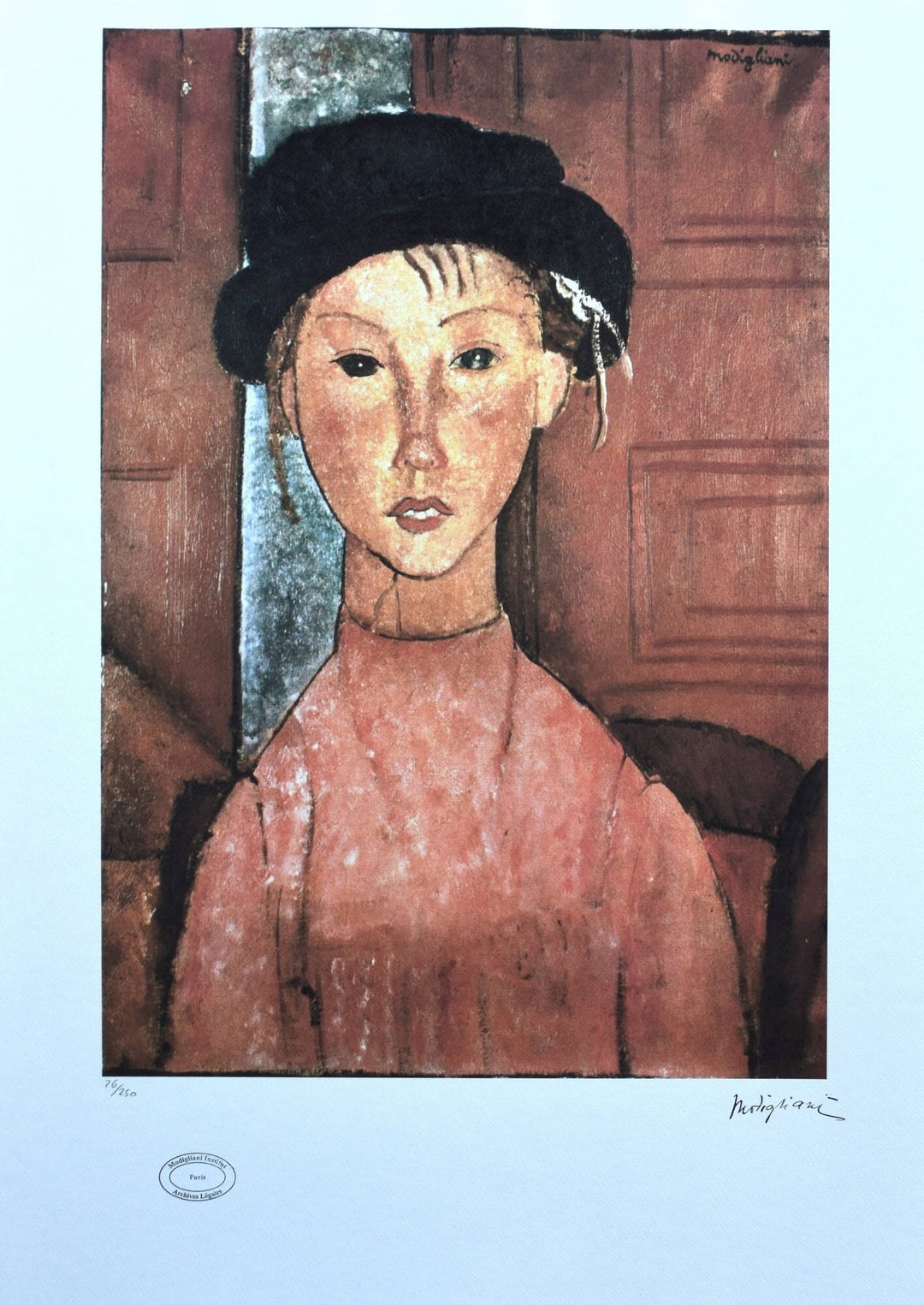 AMEDEO MODIGLIANI girl With Hat Original Lithograph L.E. Numbered and ...