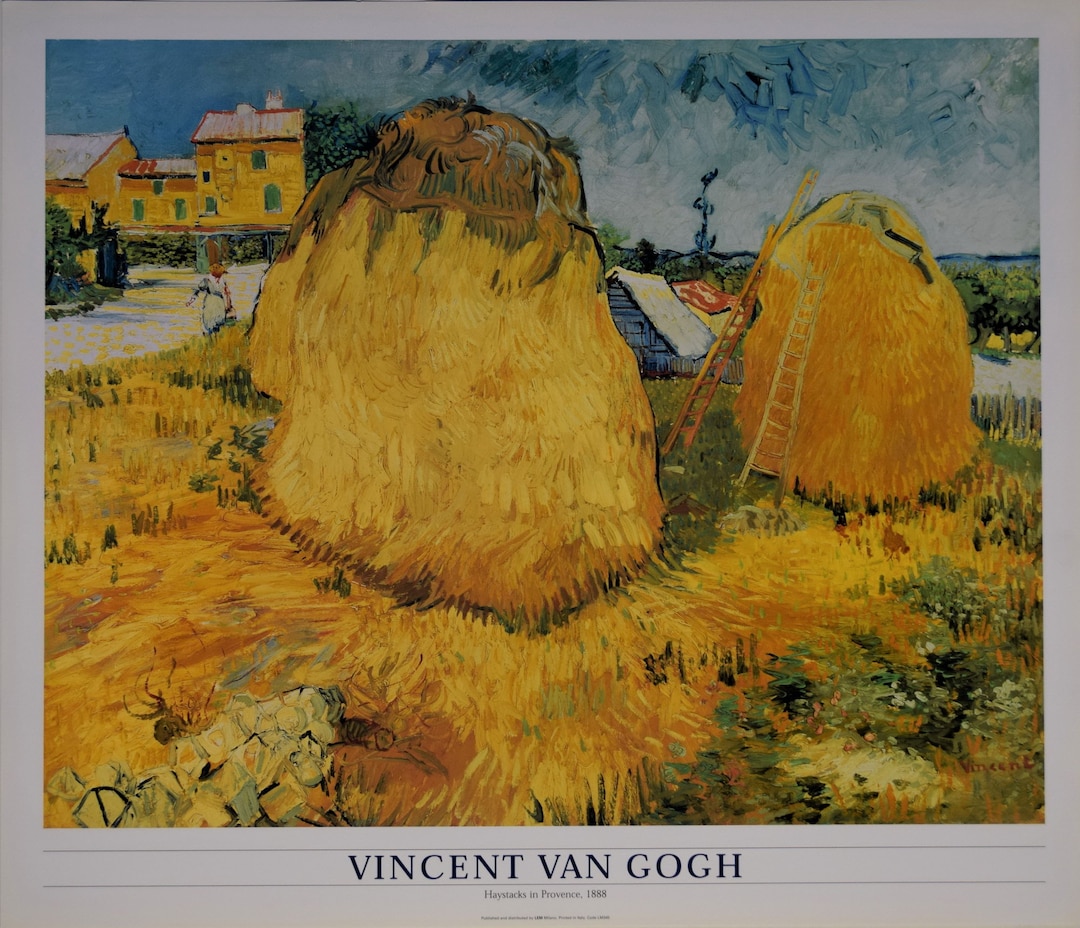 VINCENT VAN GOGH haystacks in Provence Original Vintage Poster Year of ...