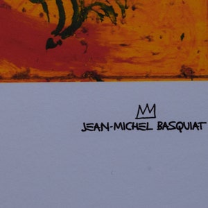 JEAN MICHEL BASQUIAT yellow Tar and Feathers Lithography L.E. 220/300 Numbered and Signed Year ...