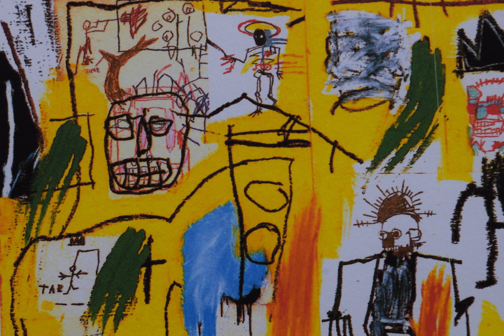 JEAN MICHEL BASQUIAT yellow Tar and Feathers Lithography L.E. 220/300 Numbered and Signed Year ...