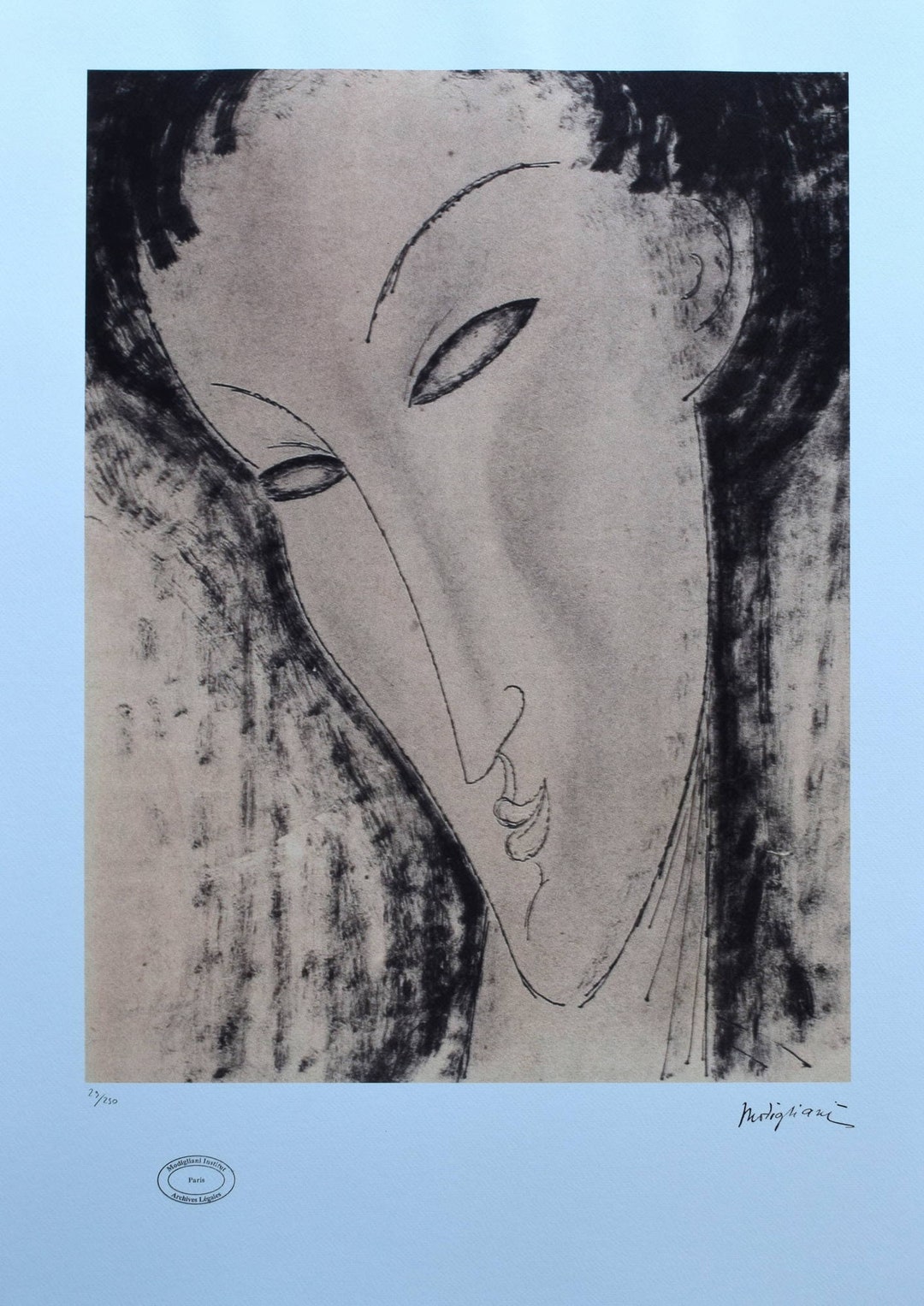AMEDEO MODIGLIANI girl Face Original Lithograph L.E. Numbered and ...
