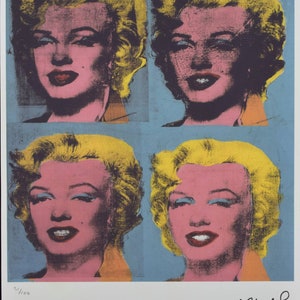 ANDY WARHOL four Marilyn Lithography L.E. 31/100 Numbered and Signed ...