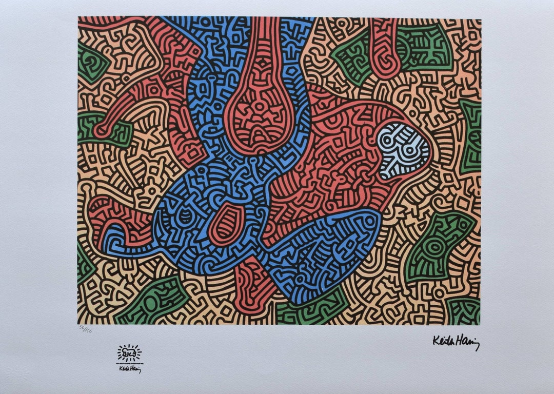KEITH HARING course Aux Dollars L.E. 58/150 Original Lithography K ...