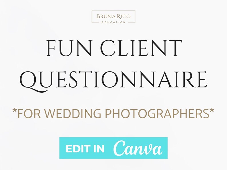Fun Client Questionnaire, Wedding Photographer, Canva Template, Wedding ...