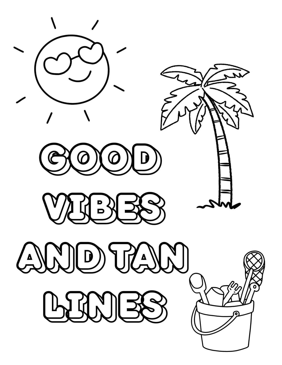 Summer Vibes Coloring Pages - Etsy