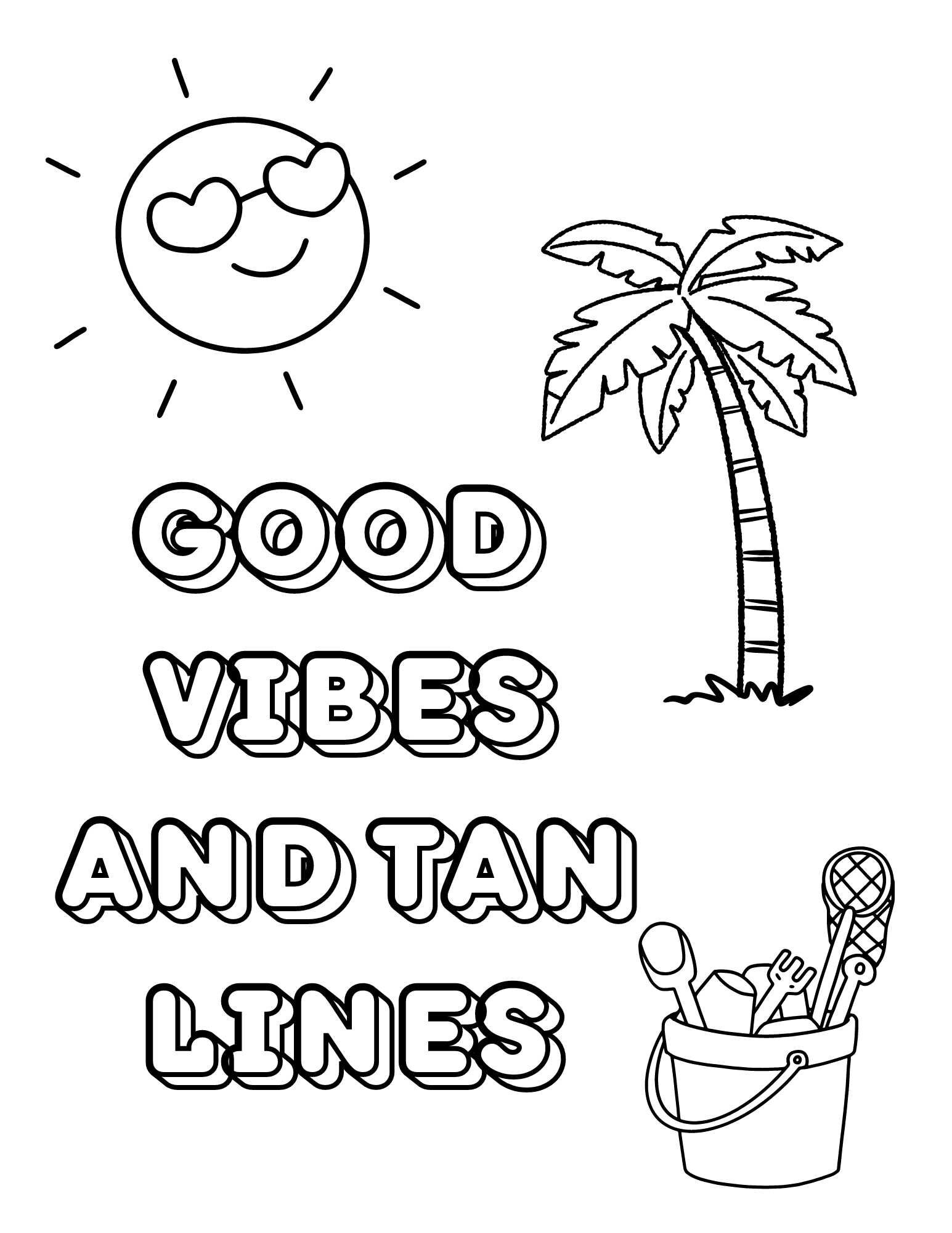 Summer Vibes Coloring Pages - Etsy