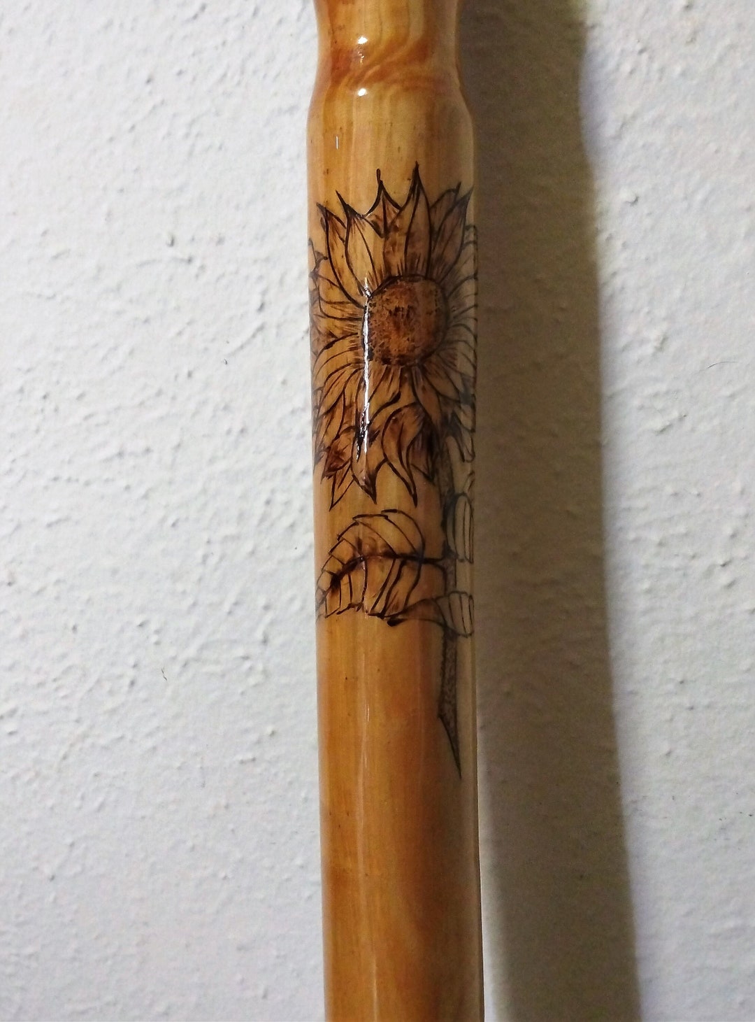 Cedar Sunflower Cane Hand Crafted Burned Sunflower Cane - Etsy