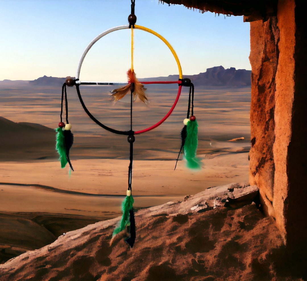 Green Feather Medicine Wheel, Beaded Decor, Tribal Art, Sacred Ring ...