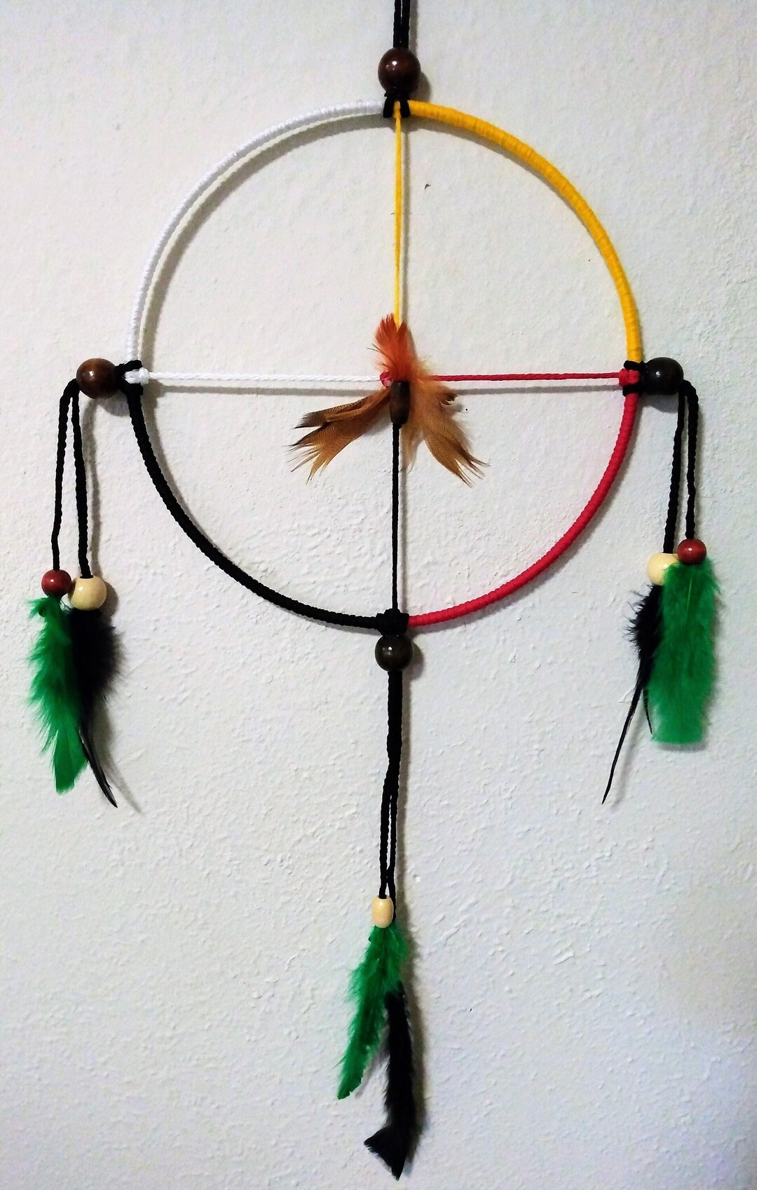 Green Feather Medicine Wheel Native American Art Beaded - Etsy
