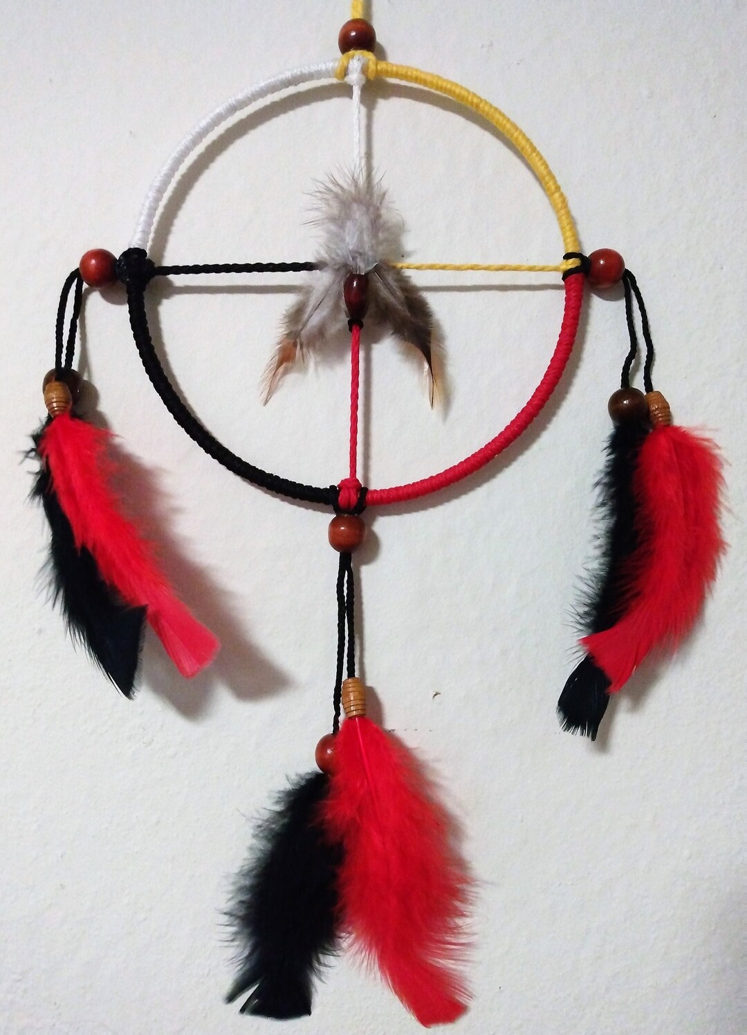 Red Feather Medicine Wheel Native American Art Beaded Decor - Etsy